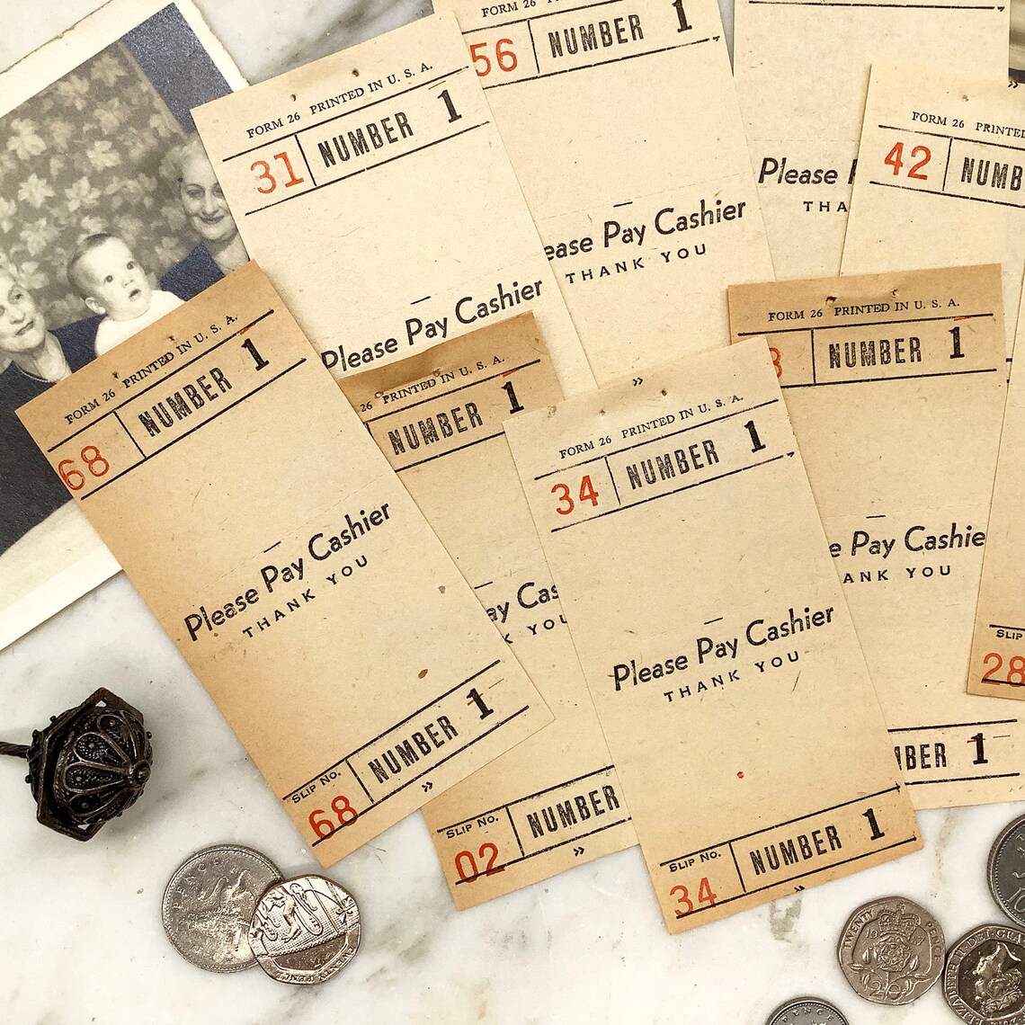 Vintage Barbershop Please Pay Cashier Tickets 1940s Set of 8 Barber ...