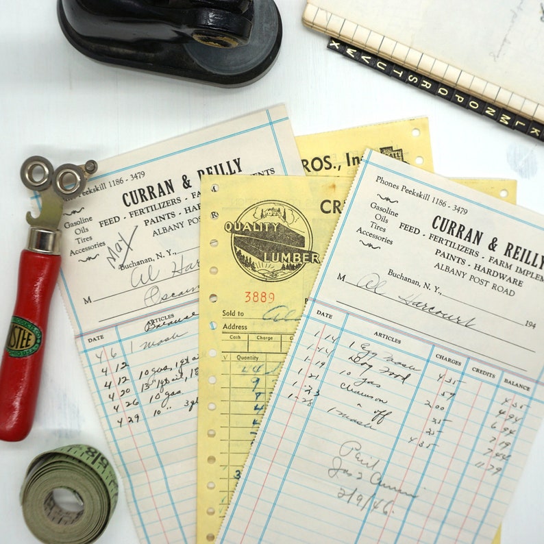 Vintage Handwritten Receipt 1940s Hardware Store Lumber Yard Receipt ...