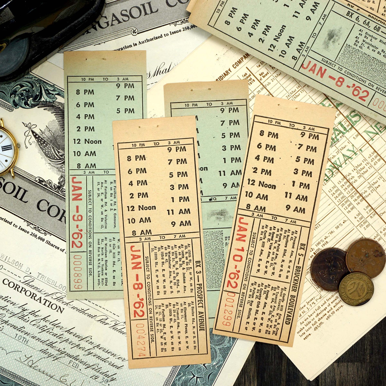 Vintage Pastel Bronx NYC Bus Tickets 1960s - Set of 4 | New York City ...