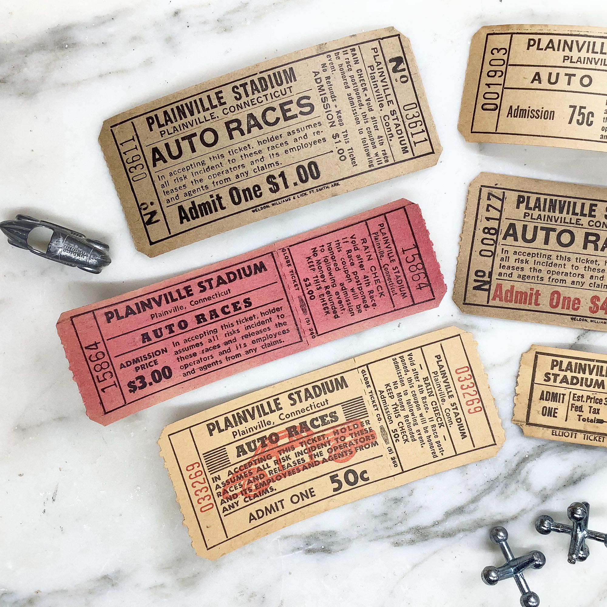 Vintage Auto Races Plainville Stadium Tickets Set of 6 Auto Racing ...