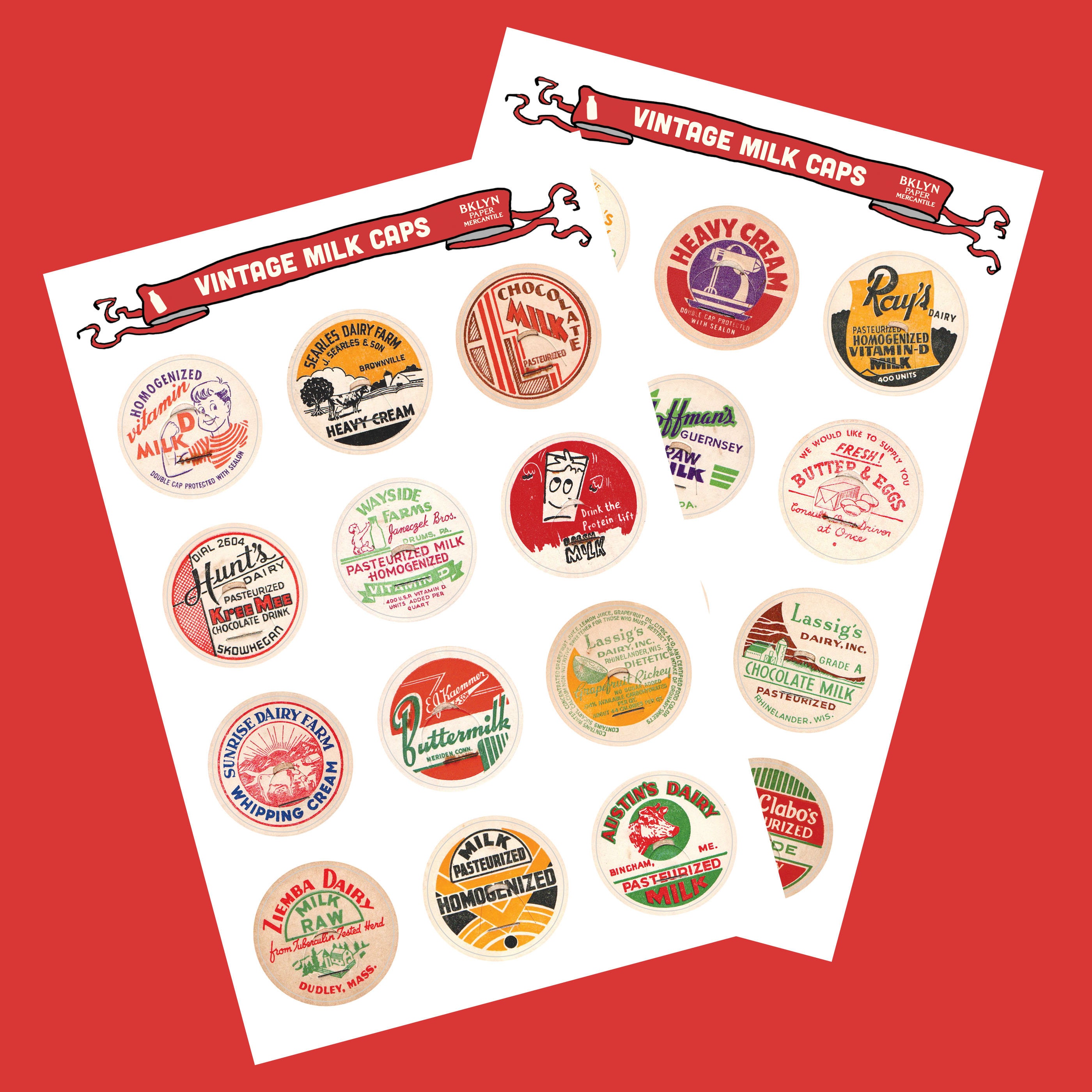 Milk Cap Stickers - Set of 24 | Dairy Farm Stickers | Vintage Cow ...