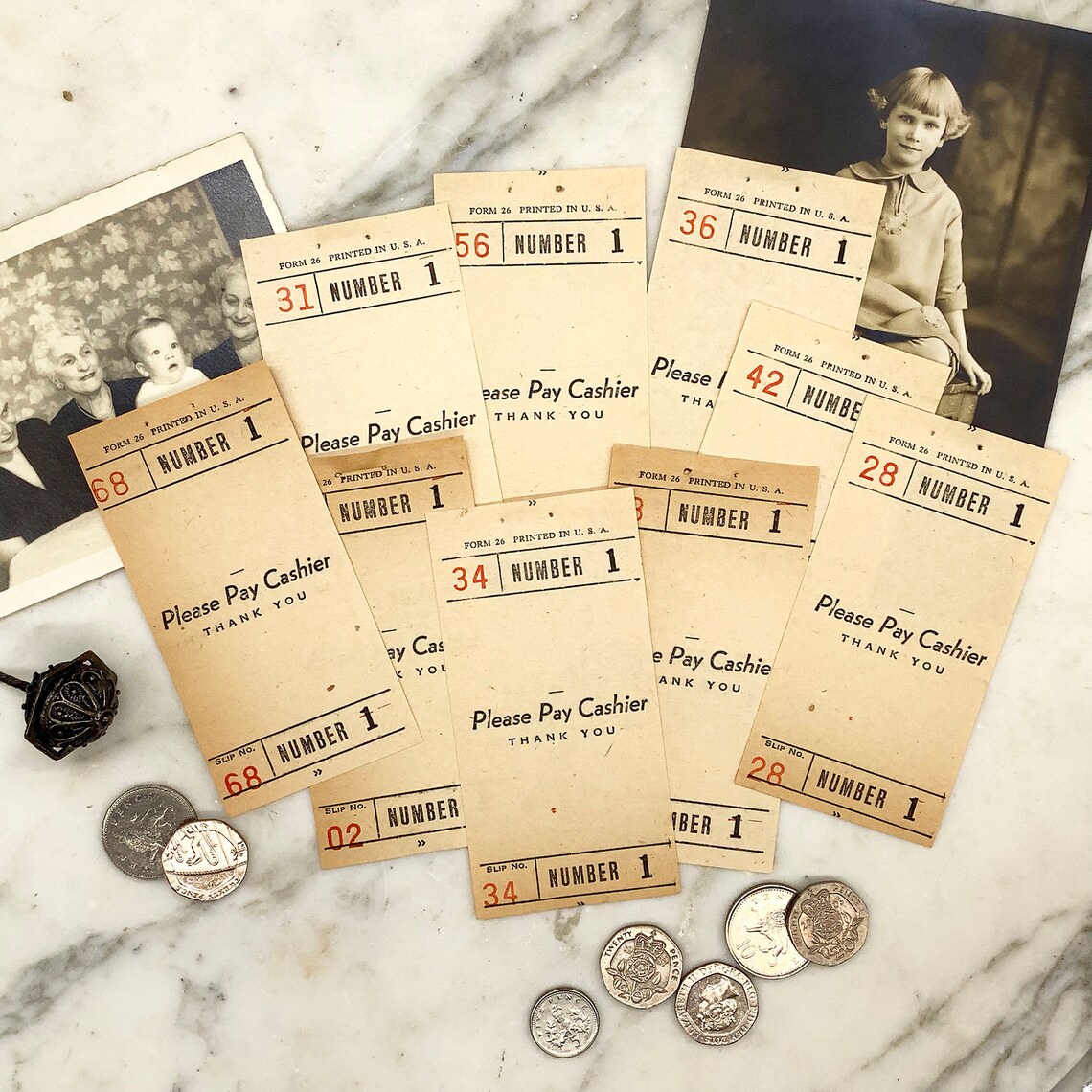 Vintage Barbershop Please Pay Cashier Tickets 1940s Set of 8 Barber ...