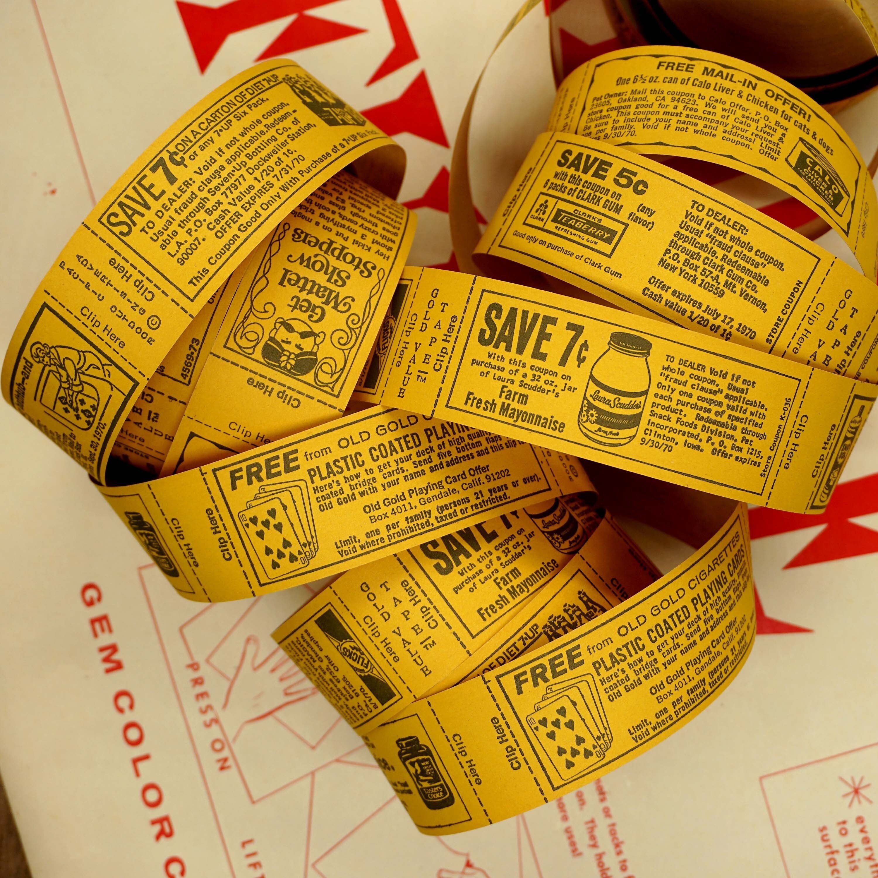 Vintage Cash Register Roll Coupons 1970s - Set of 8 | Retro Coupons ...