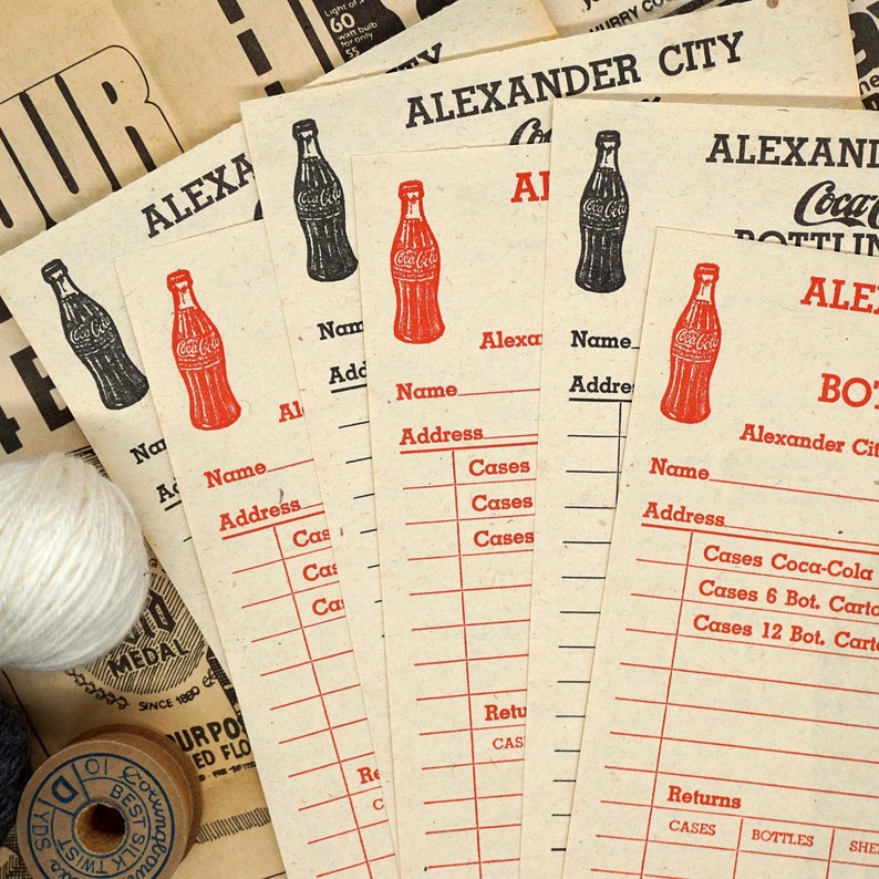Vintage Coke Receipts 1950s - Set of 6 | Retro Coca Cola Ephemera ...