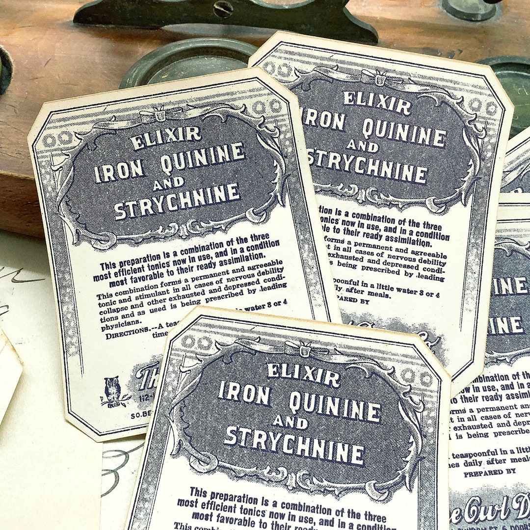 Vintage Blue Pharmacy Label | Elixir Medical Label | Apothecary Label ...