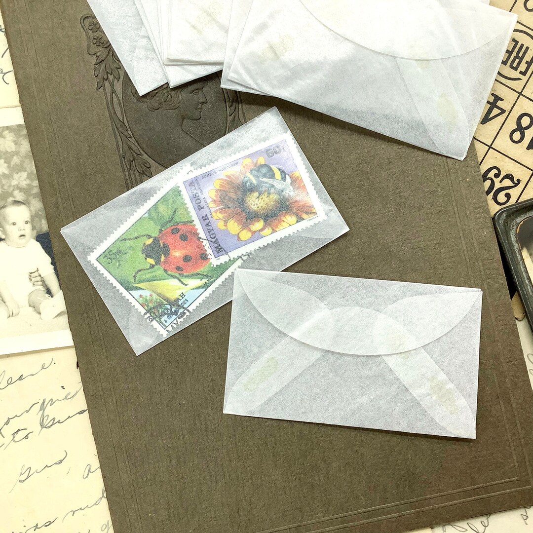 Vintage Glassine Envelopes - Set of 10 | Small Translucent Envelopes ...