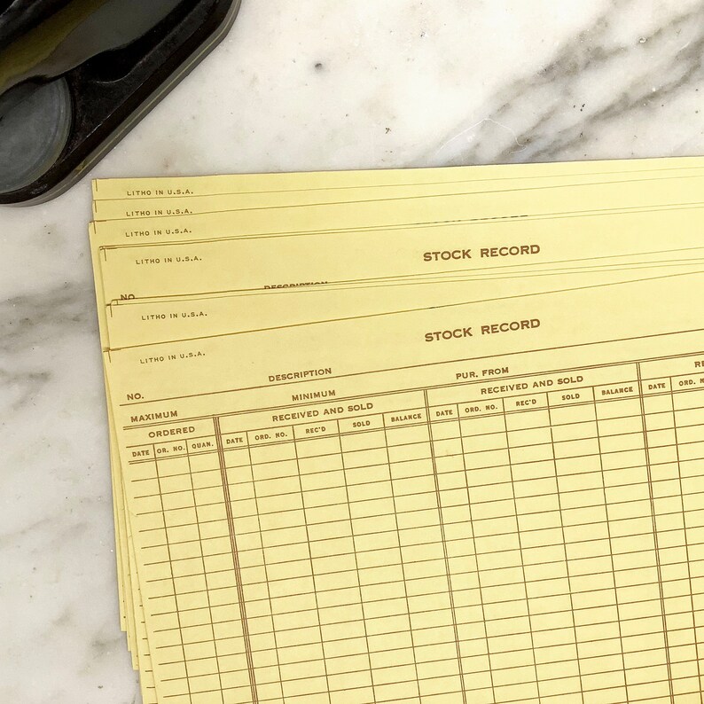 Vintage Stock Record Ledger Cards Set of 8 Ledger Sheet Pack Junk ...