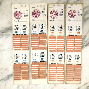 Vintage Lottery Pull Tab Tickets on Card | 30 Tabs | Retro Tickets ...