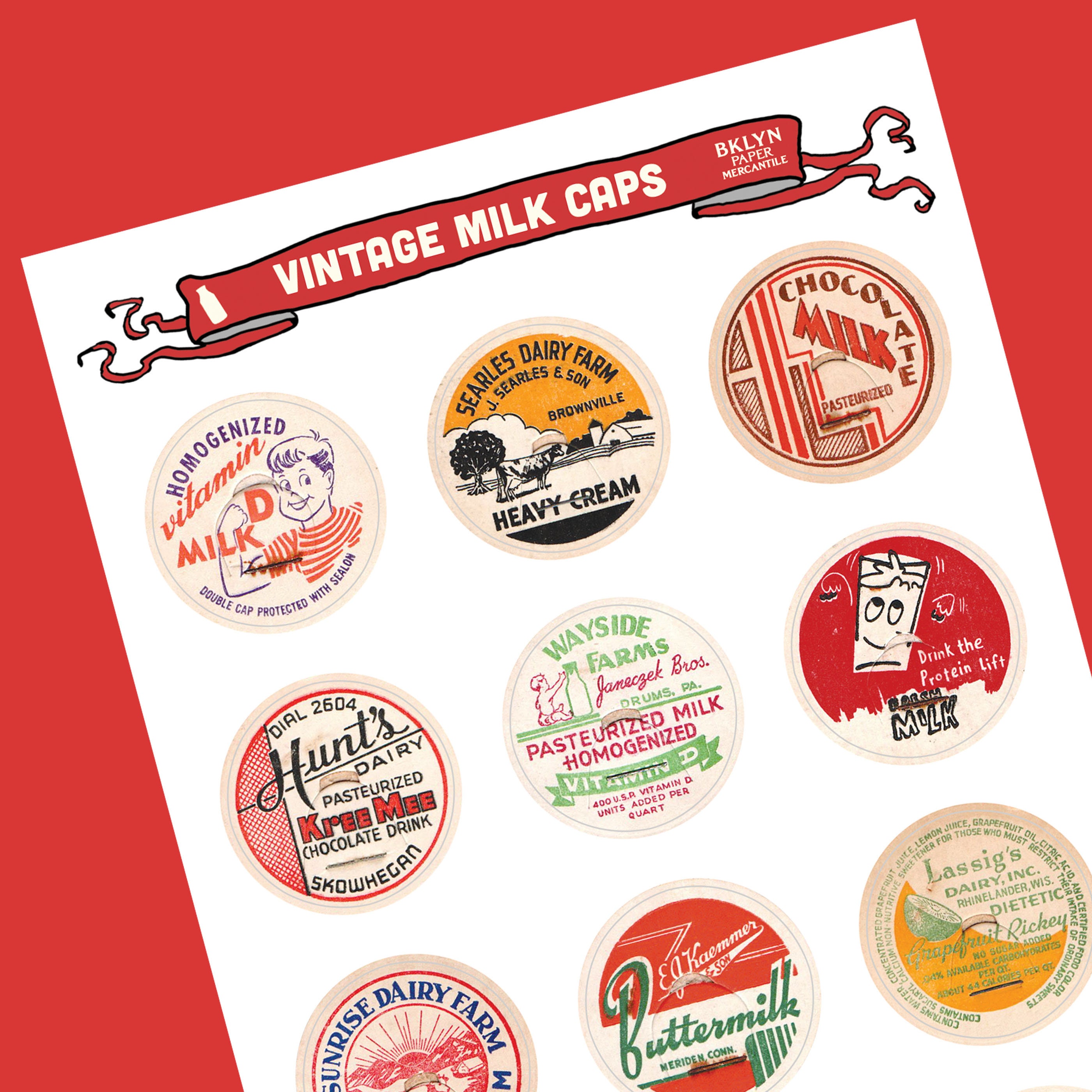 Milk Cap Stickers - Set of 24 | Dairy Farm Stickers | Vintage Cow ...