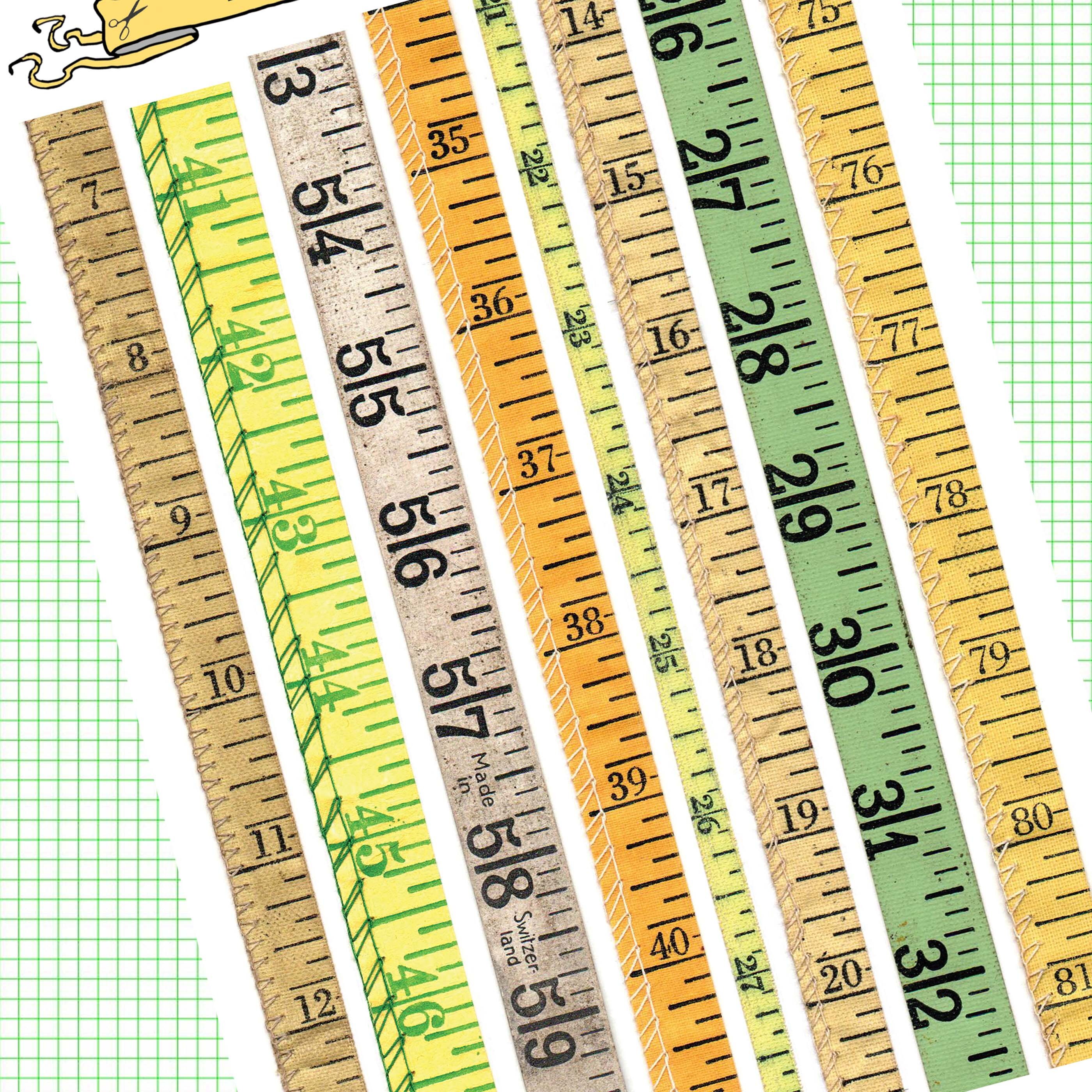 Tape Measure Sticker Strips Uncut Set of 32 Ruler Stickers Vintage ...