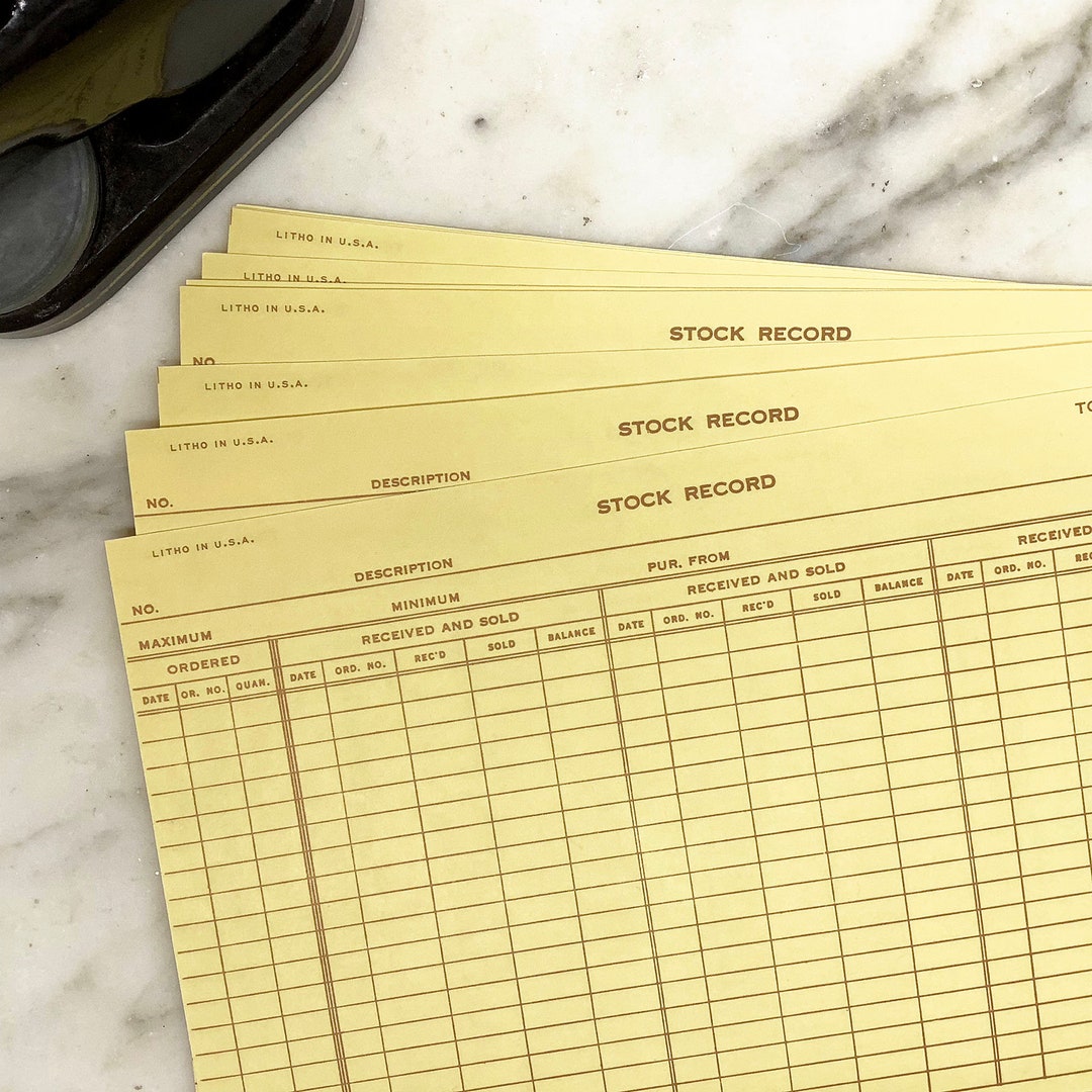 Vintage Stock Record Ledger Cards Set of 8 Ledger Sheet Pack Junk ...