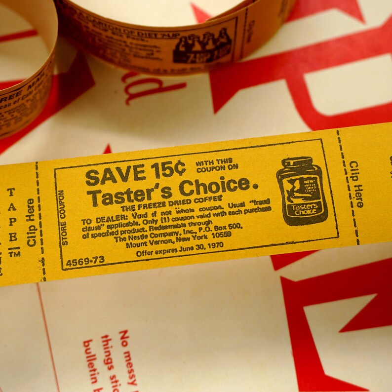 Vintage Cash Register Roll Coupons 1970s - Set of 8 | Retro Coupons ...
