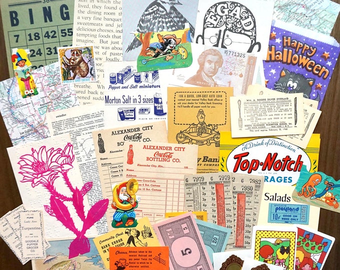 Vintage Paper Ephemera Pack 35 Piece Grab Bag | Surprise Ephemera Pack ...