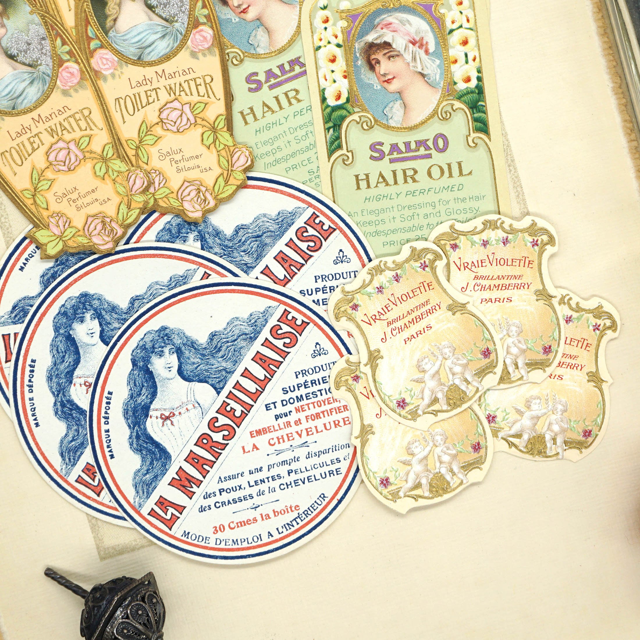 Antique Perfume Label 1910s | Perfume Ephemera | Ladies Cherub Floral ...