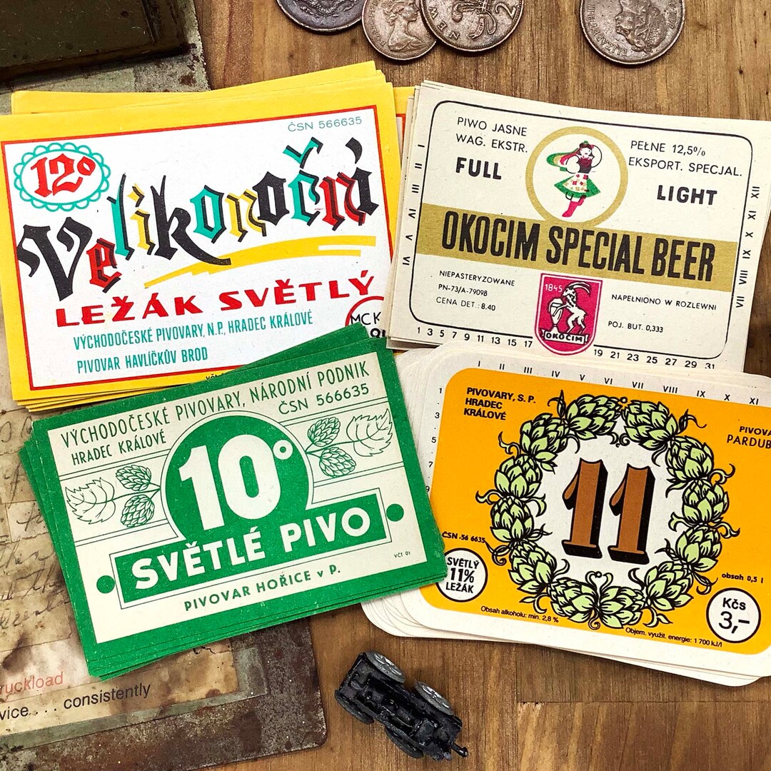 Vintage European Beer Labels Set of 4 Retro Beer Bottle Labels Paper ...