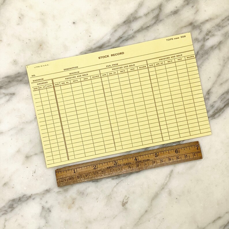 Vintage Stock Record Ledger Cards Set of 8 Ledger Sheet Pack Junk ...