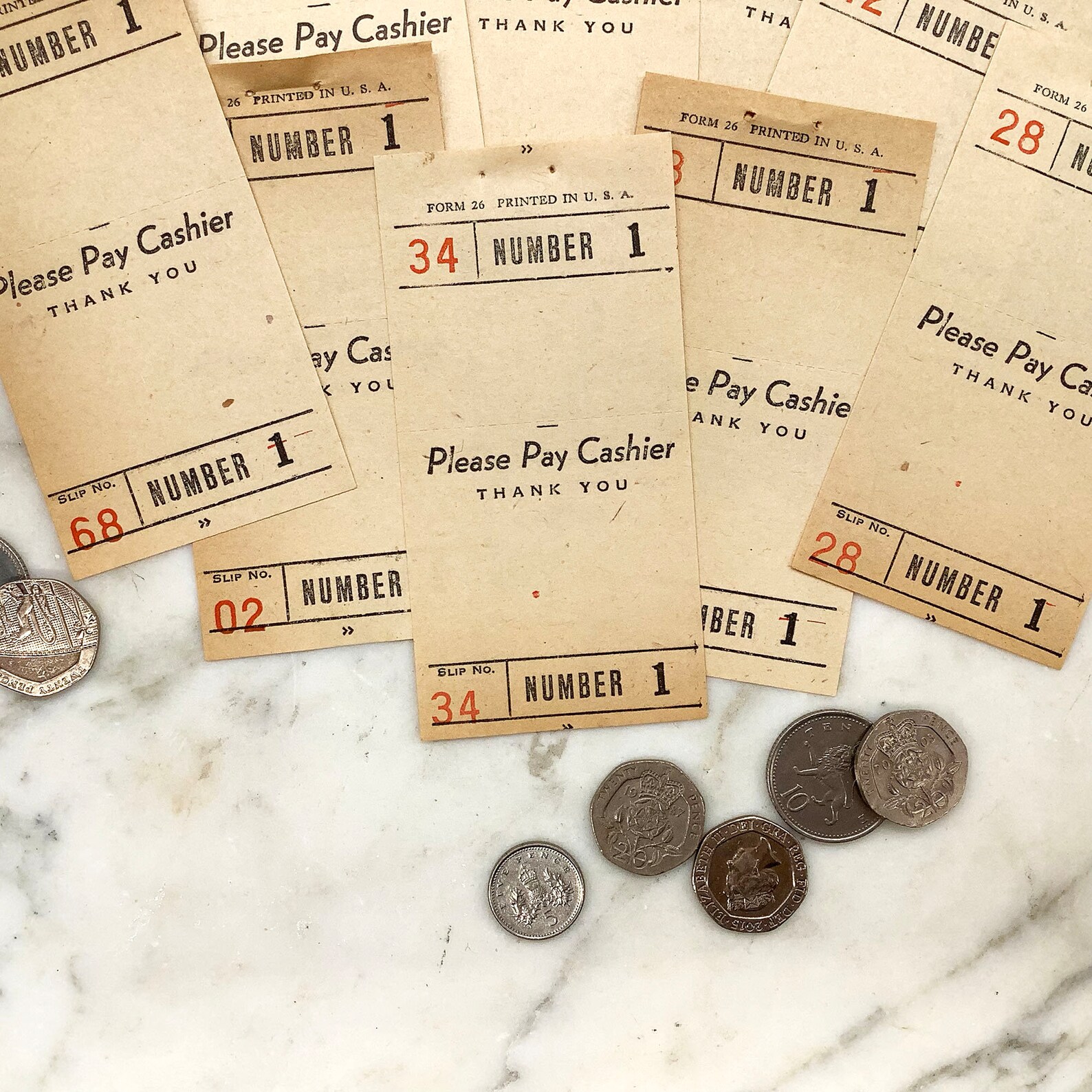 Vintage Barbershop Please Pay Cashier Tickets 1940s Set of 8 Barber ...