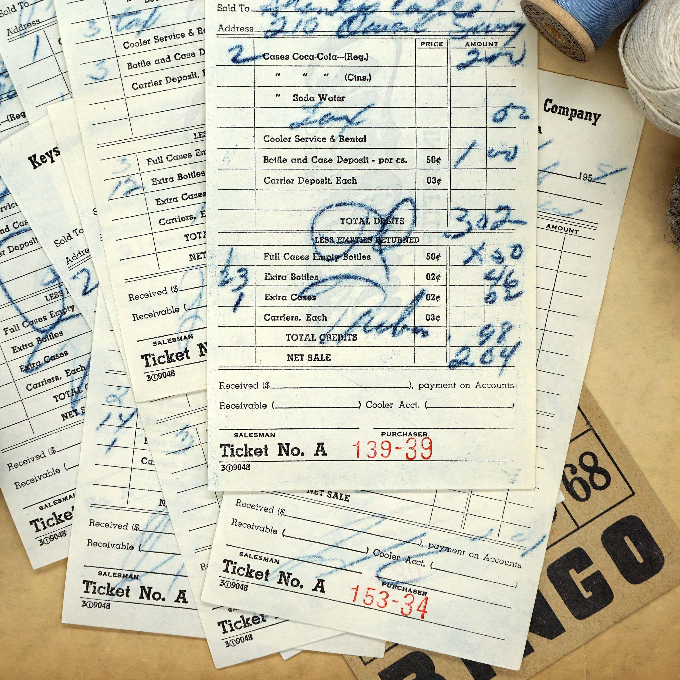Vintage Handwritten Coke Receipts 1950s Set of 3 Coca Cola Carbon Copy ...