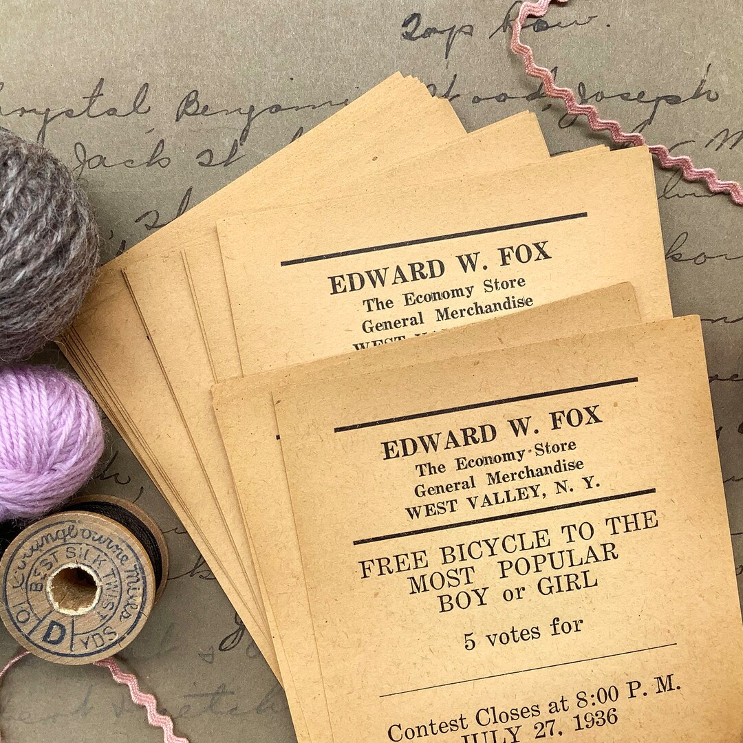 Vintage General Store Contest Voting Ticket 1930s Set of 3 Aged Paper ...