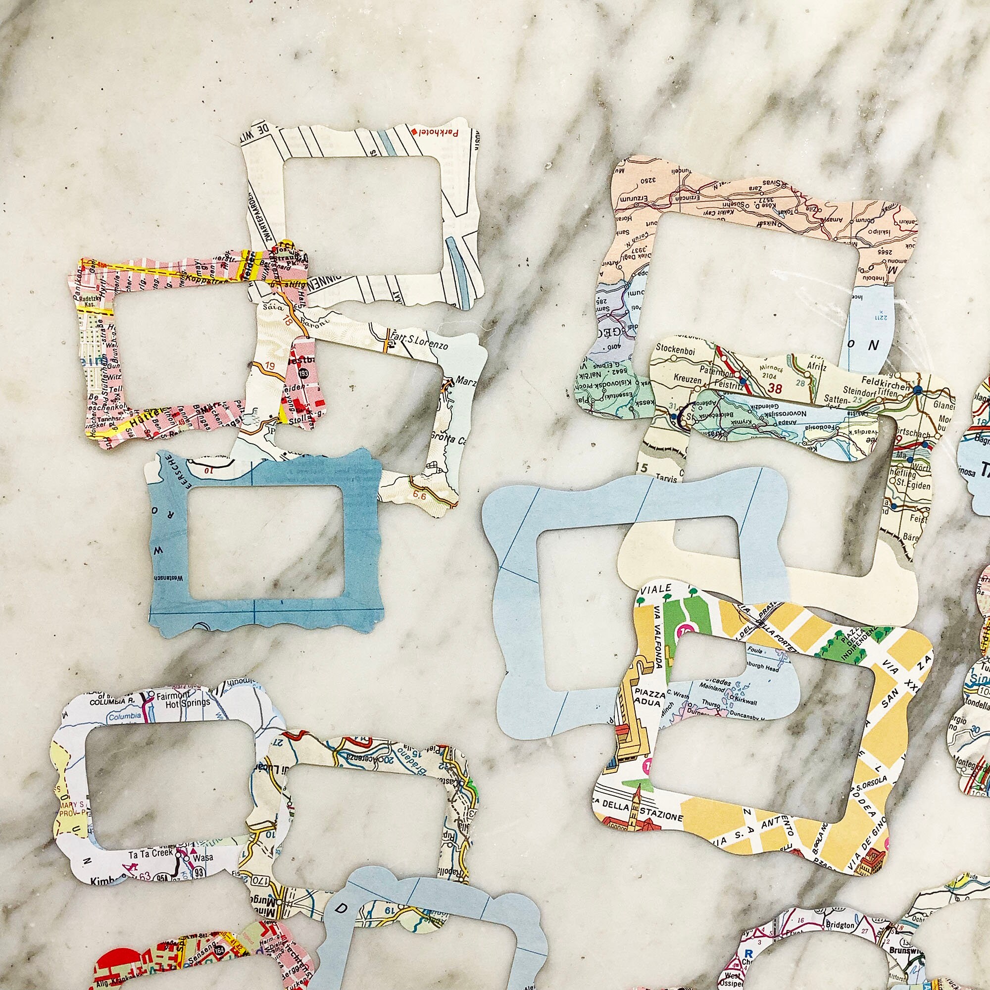 Die Cut Vintage Map Paper Frames Set of 10 Decorative Frames Travel ...