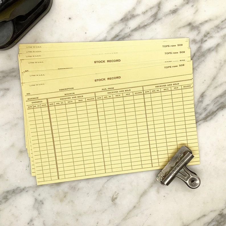 Vintage Stock Record Ledger Cards Set of 8 Ledger Sheet Pack Junk ...