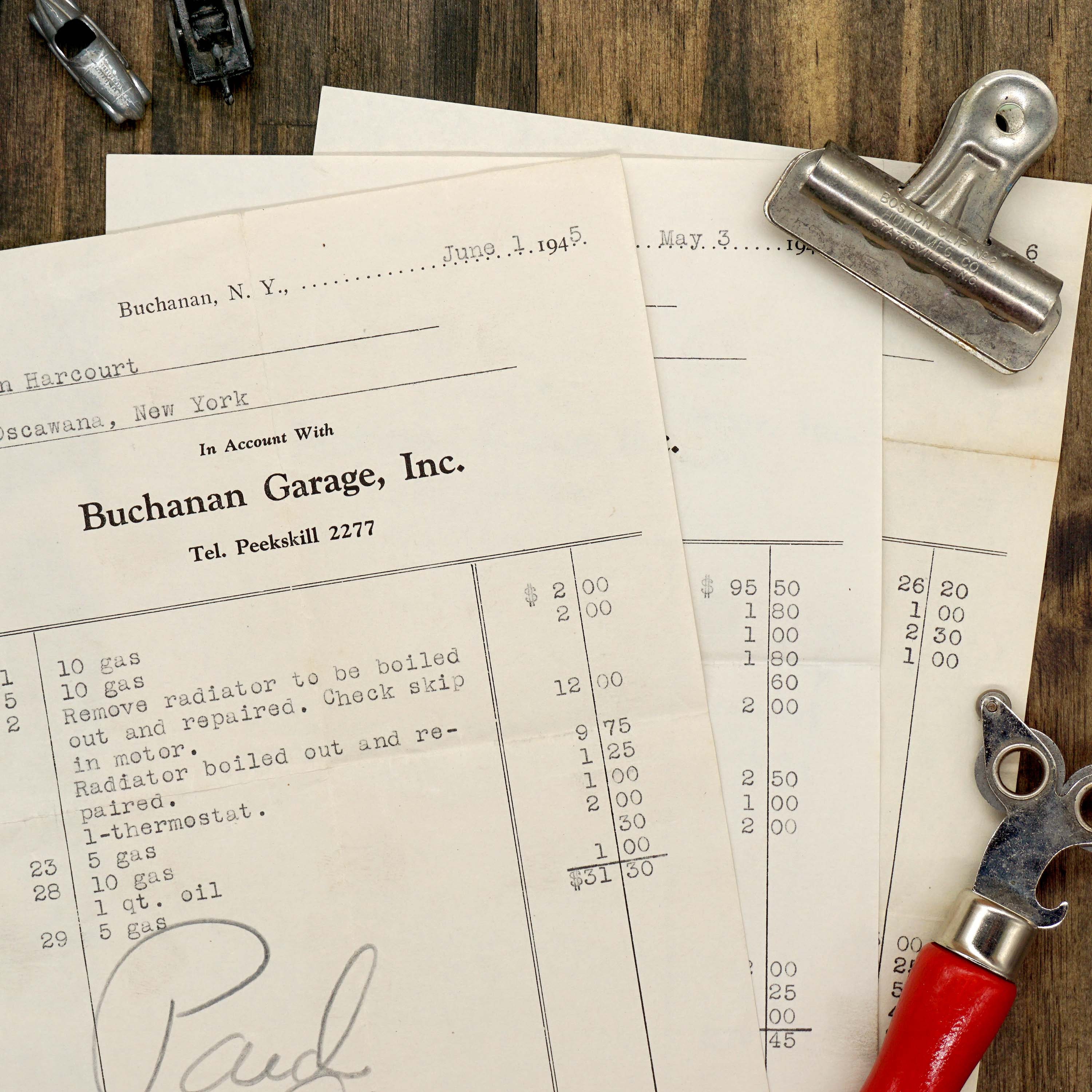 Vintage Handwritten Receipt 1940s Auto Garage Repair Service Invoice ...