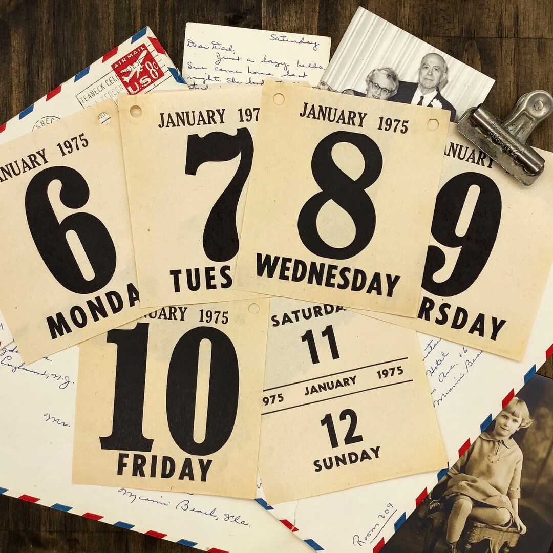 Vintage Calendar Pages 1970s - Set of 6 | Desk Calendar Sheets | Large ...