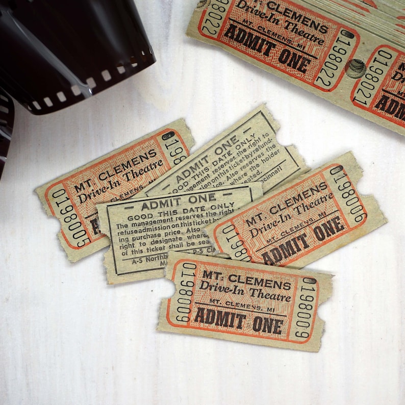 Vintage Movie Theater Admission Tickets | Drive-in Ephemera | Retro ...