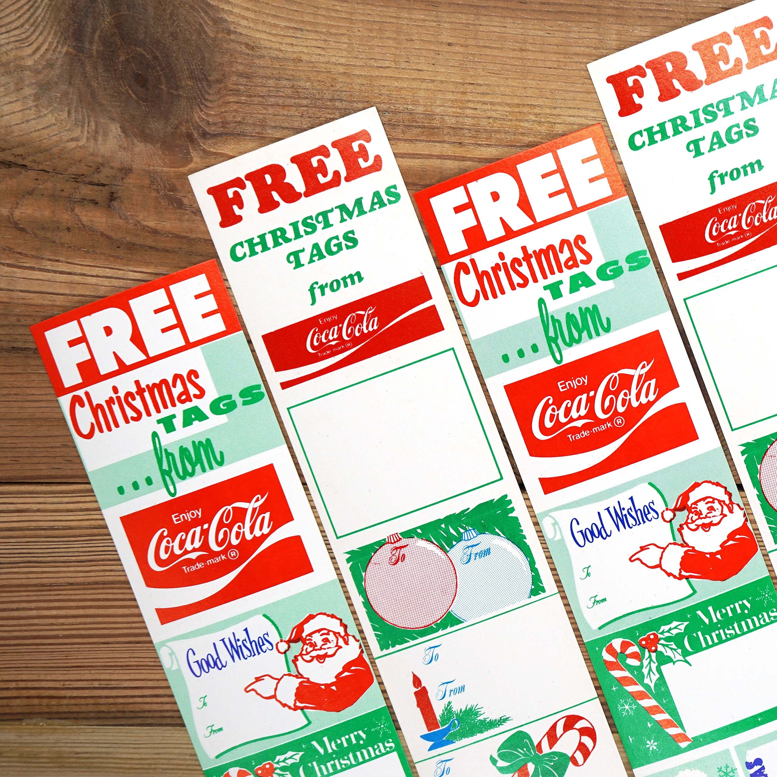 Vintage Christmas Coke Gift Tags Set of 2 Retro Santa, Candy Cane ...