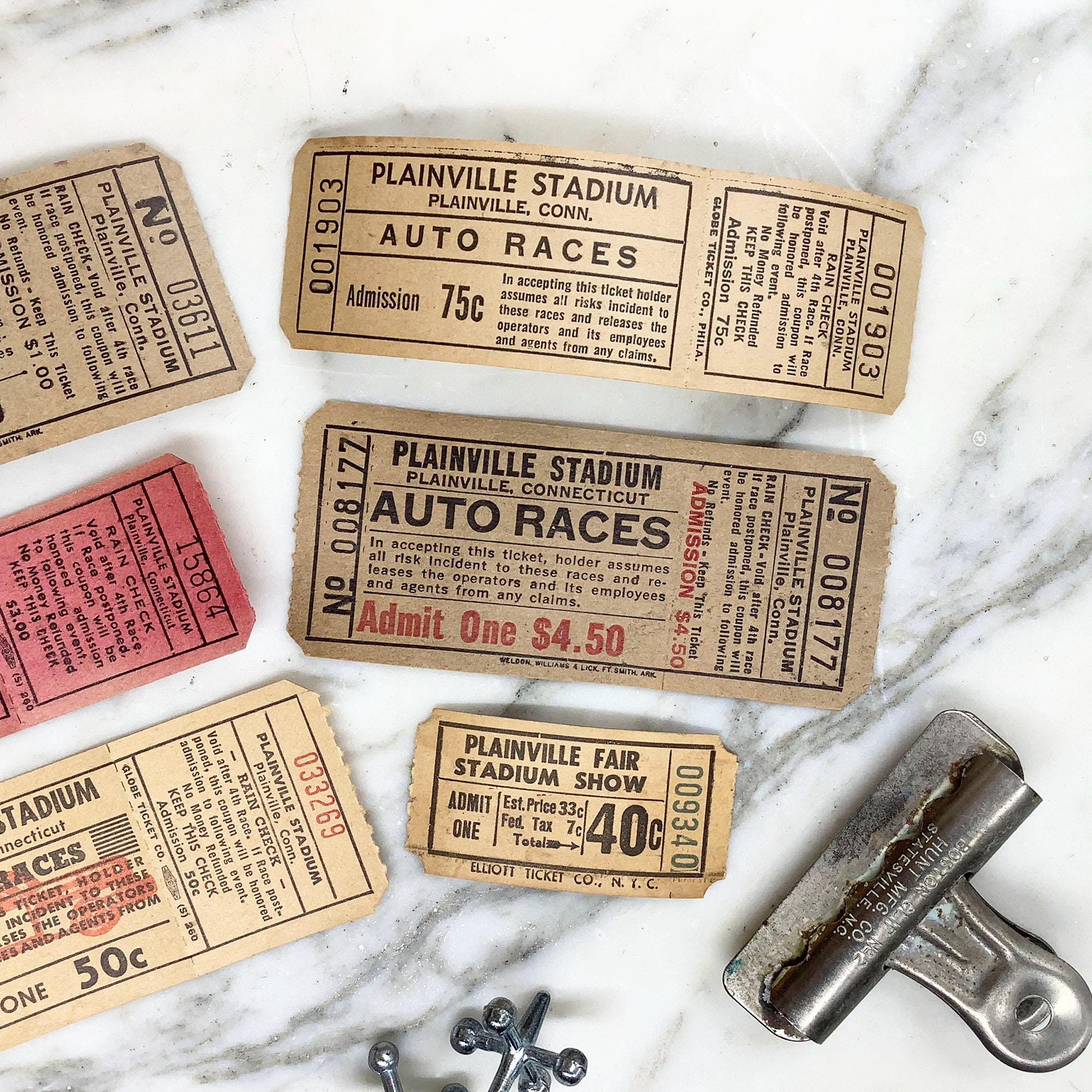 Vintage Auto Races Plainville Stadium Tickets Set of 6 Auto Racing ...