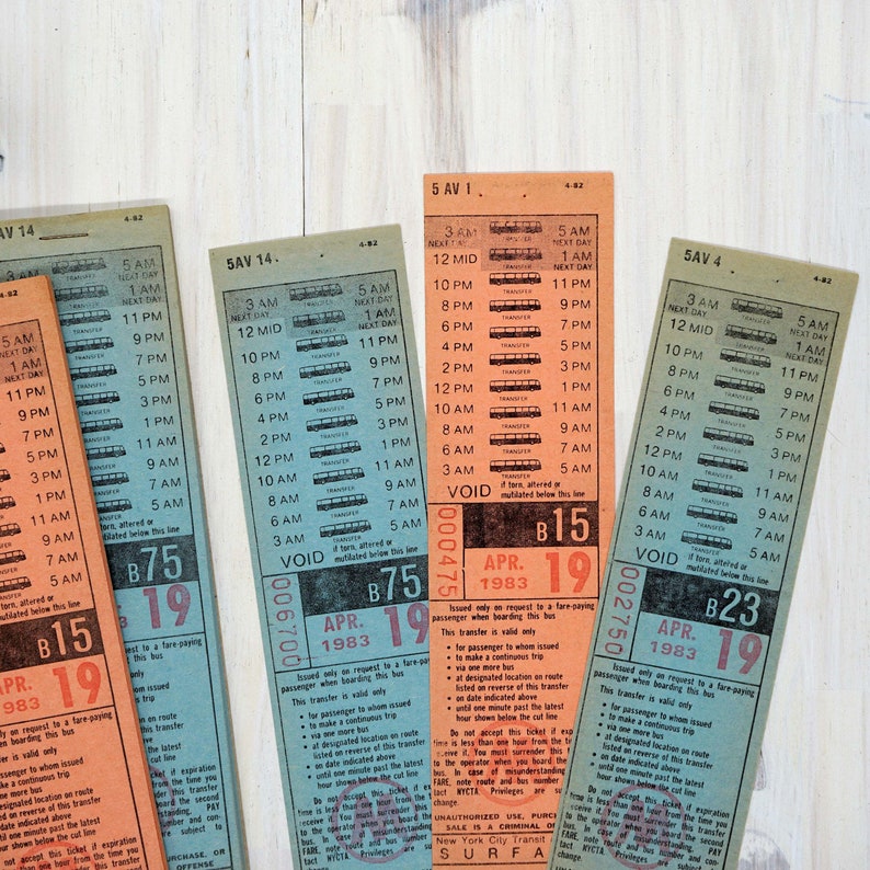 Vintage NYC Brooklyn Bus Tickets 1980s - Set of 3 | New York City ...
