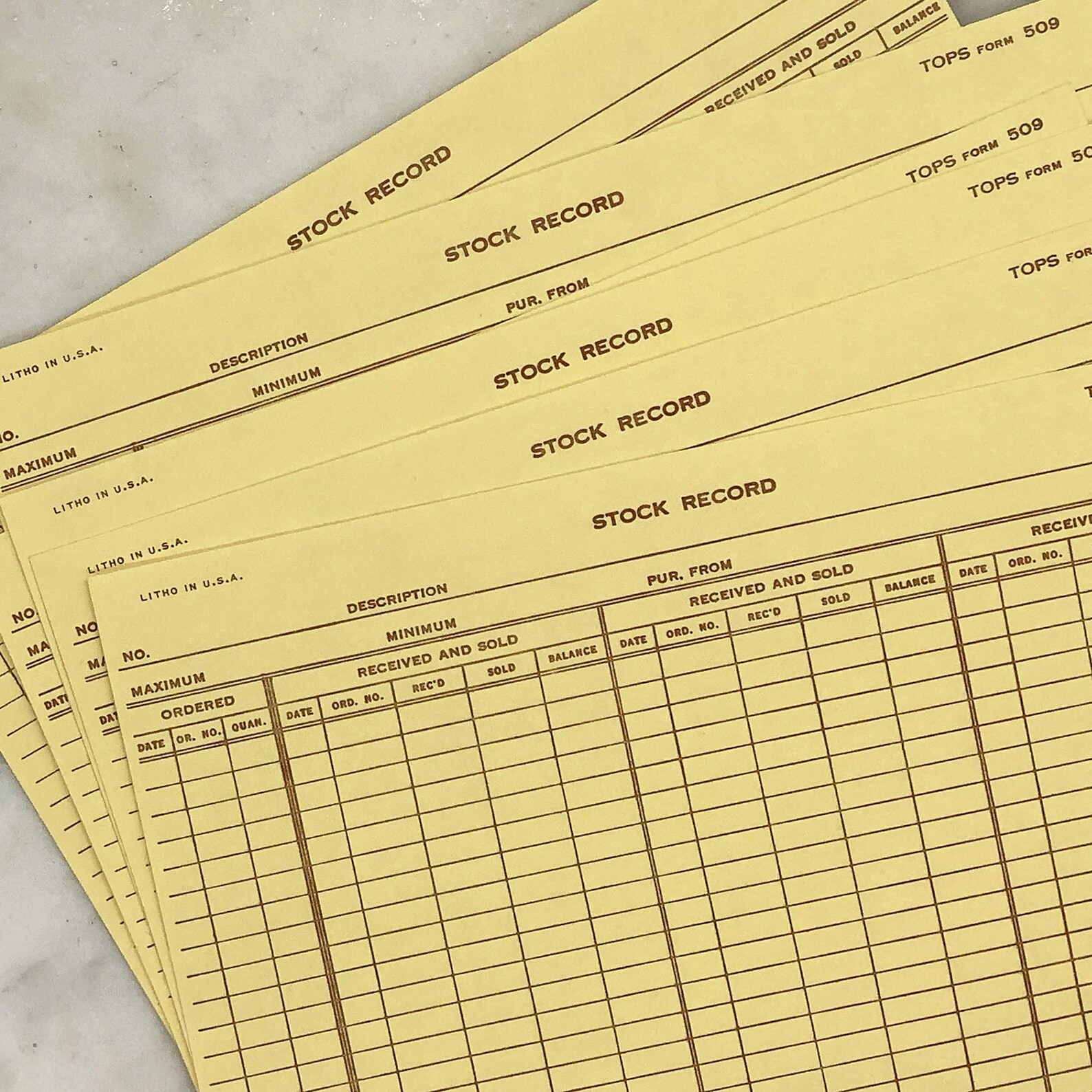 Vintage Stock Record Ledger Cards - Set of 8 | Ledger Sheet Pack | Junk ...