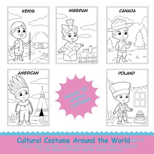 Costume Around the World Color Page Printable Part 2 - Etsy