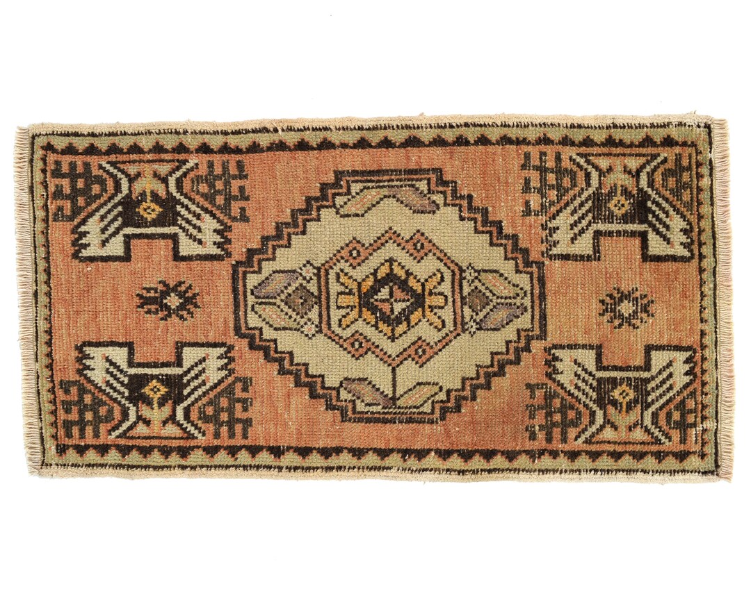 Small Vintage Turkish Oushak Oriental Bohemian Boho Persian Moroccan ...