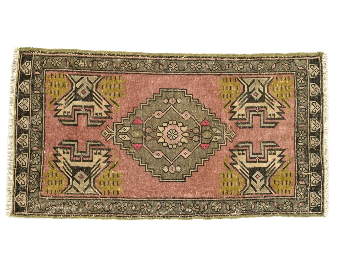 Small Vintage Turkish Oushak Oriental Bohemian Boho Persian Moroccan ...