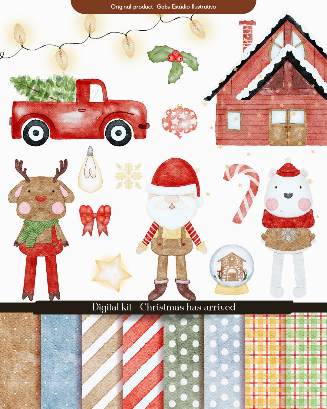 Christmas Watercolor Digital Clipart, Holidays Watercolor, Christmas ...
