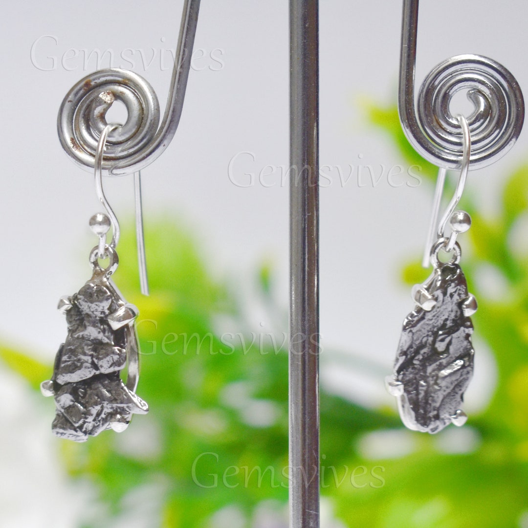 Rare Meteorite Earring 925 Sterling Silver Handmade Dangle Earrings ...