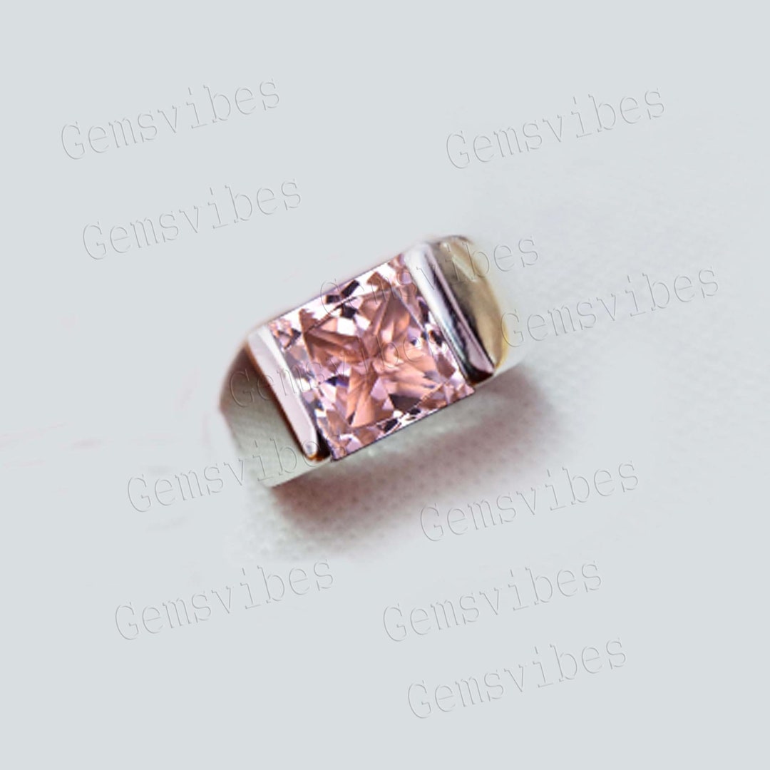 Natural Morganite Ring Solid 925 Sterling Silver Ring for Men Wedding ...