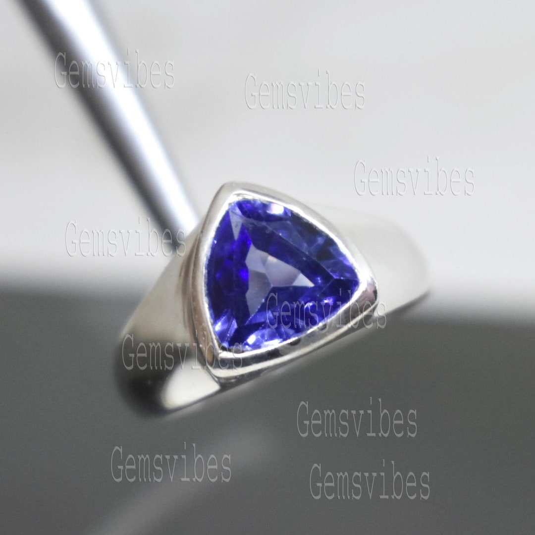 Men's Tanzanite Ring S925 Sterling Silver Ring Bold Handmade Signet ...