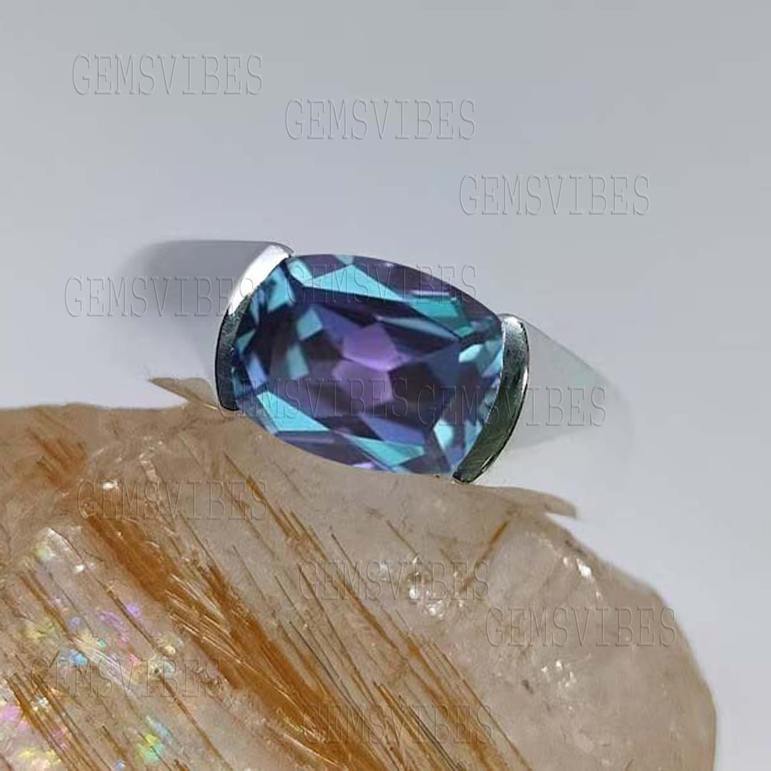 925 Sterling Silver Alexandrite Ring Gemstone Ring for Men Wedding Gift ...