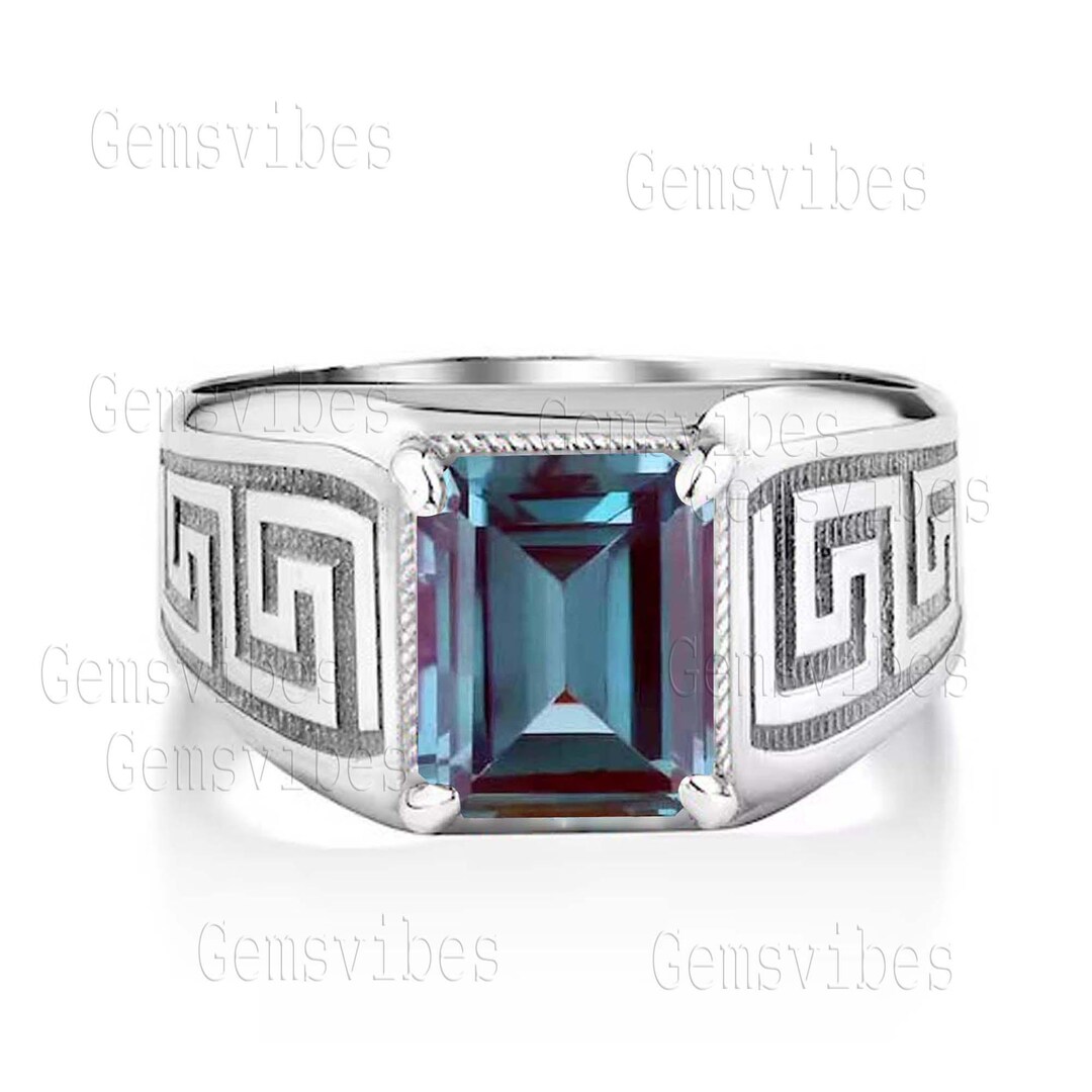 Unique Multicolor Alexandrite Ring 925 Sterling Silver Ring for Men ...