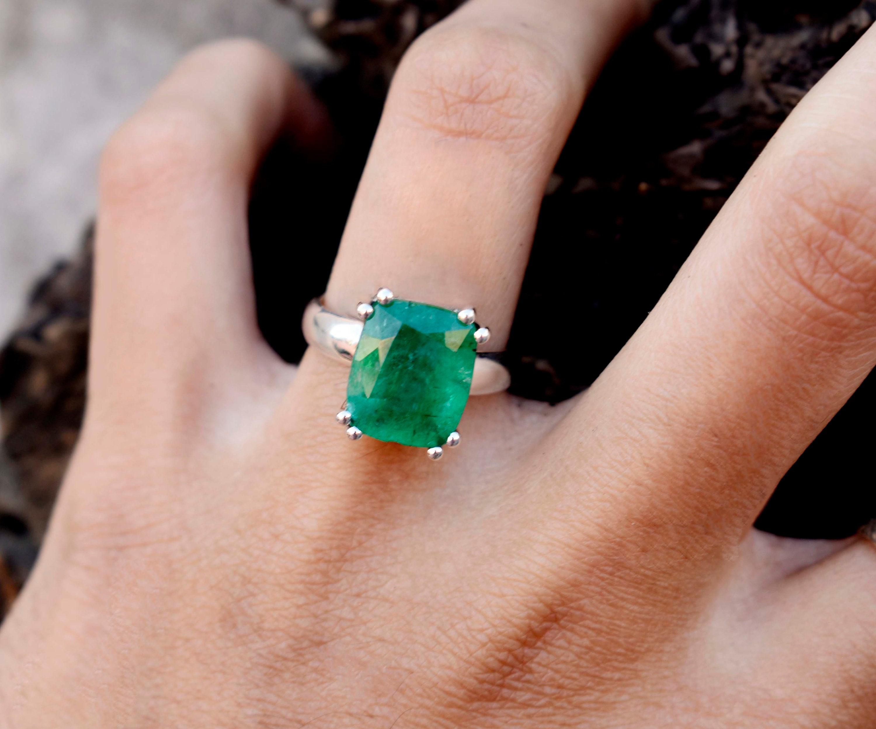 Columbian Emerald Ring for Women Precious Gemstone 925 - Etsy