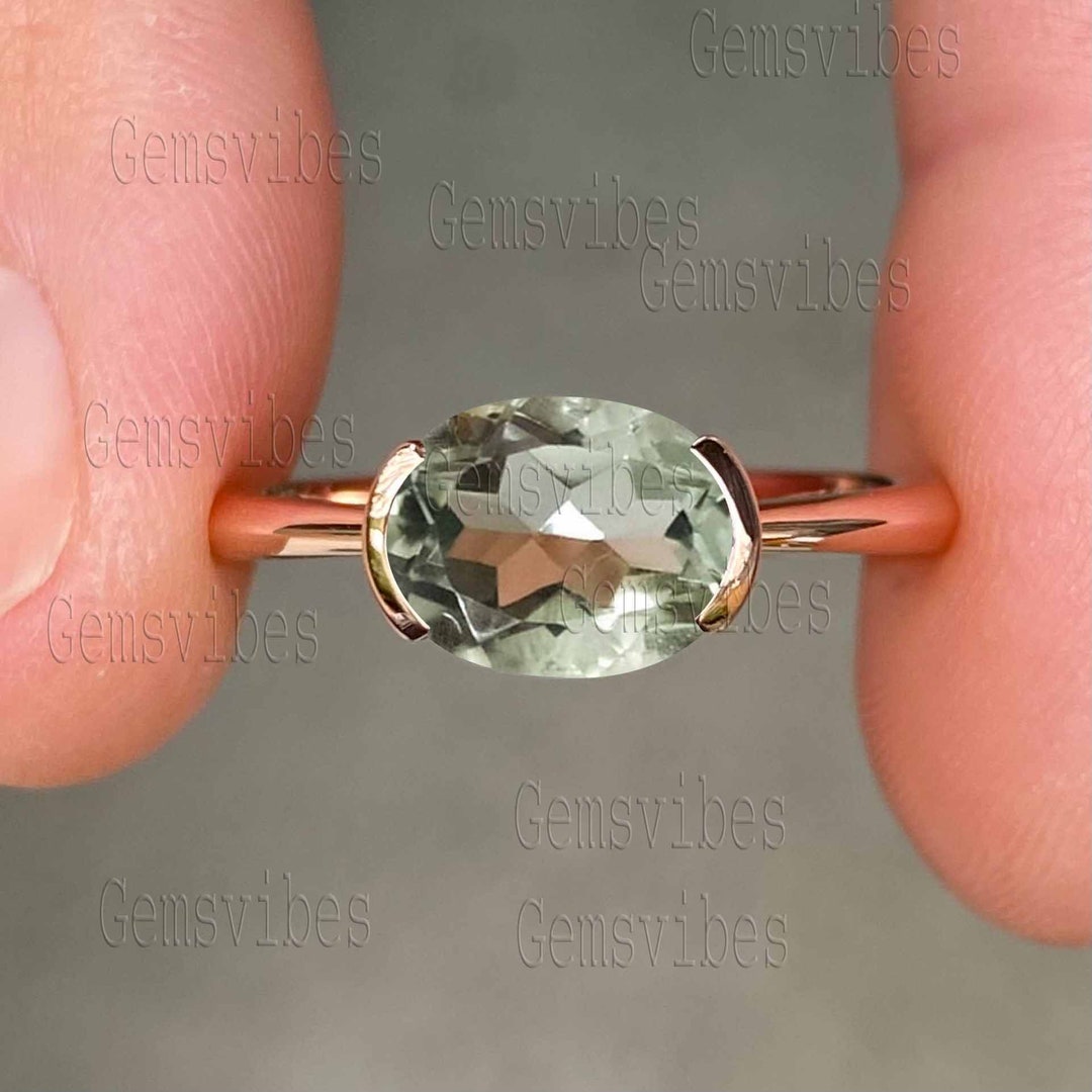 Natural Green Amethyst Gemstone Ring S925 Sterling Silver Ring for ...