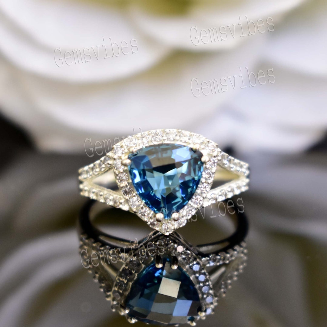Unique London Blue Topaz Ring S925 Sterling Silver Ring Art Deco ...