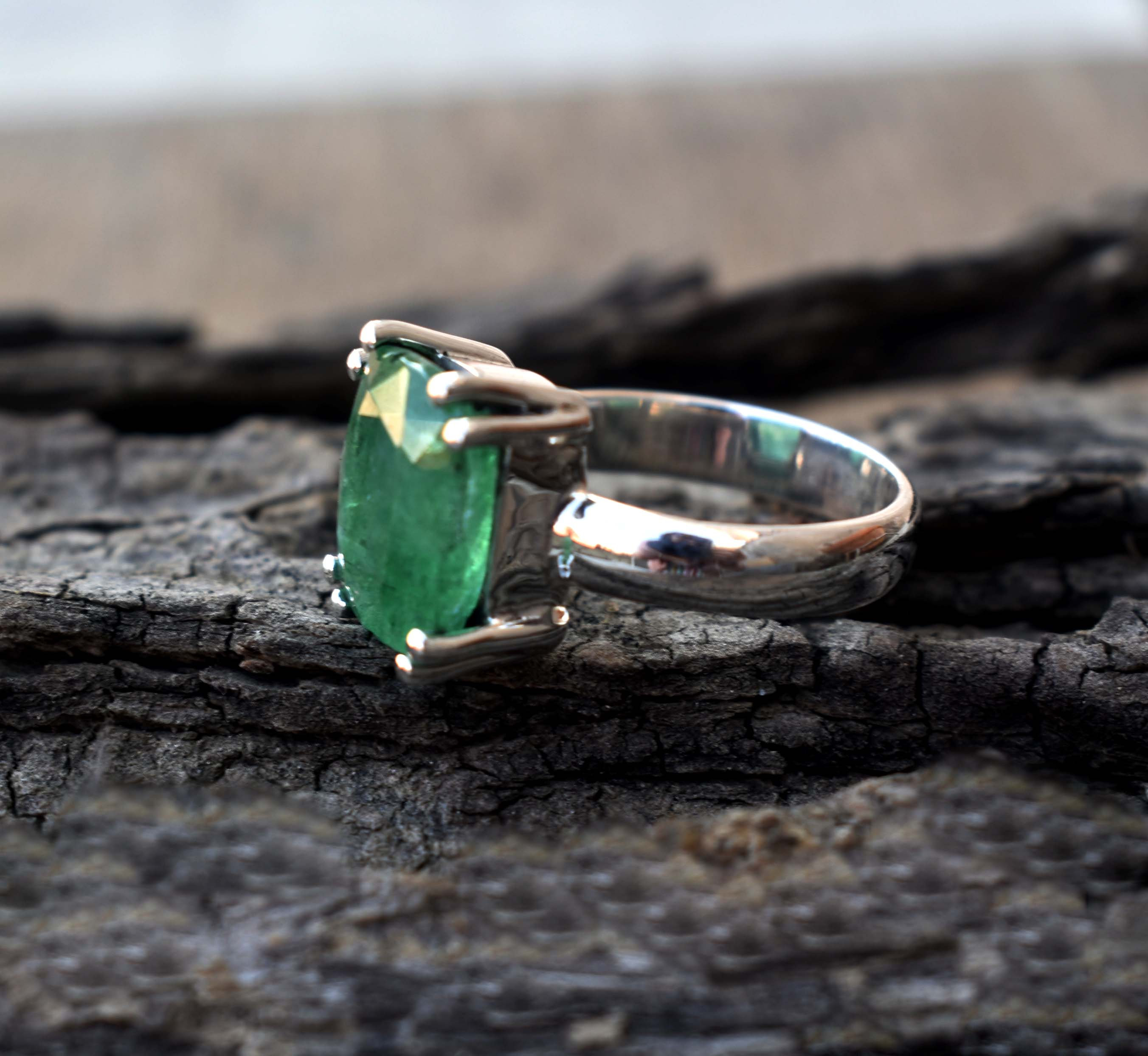 Columbian Emerald Ring for Women Precious Gemstone 925 - Etsy