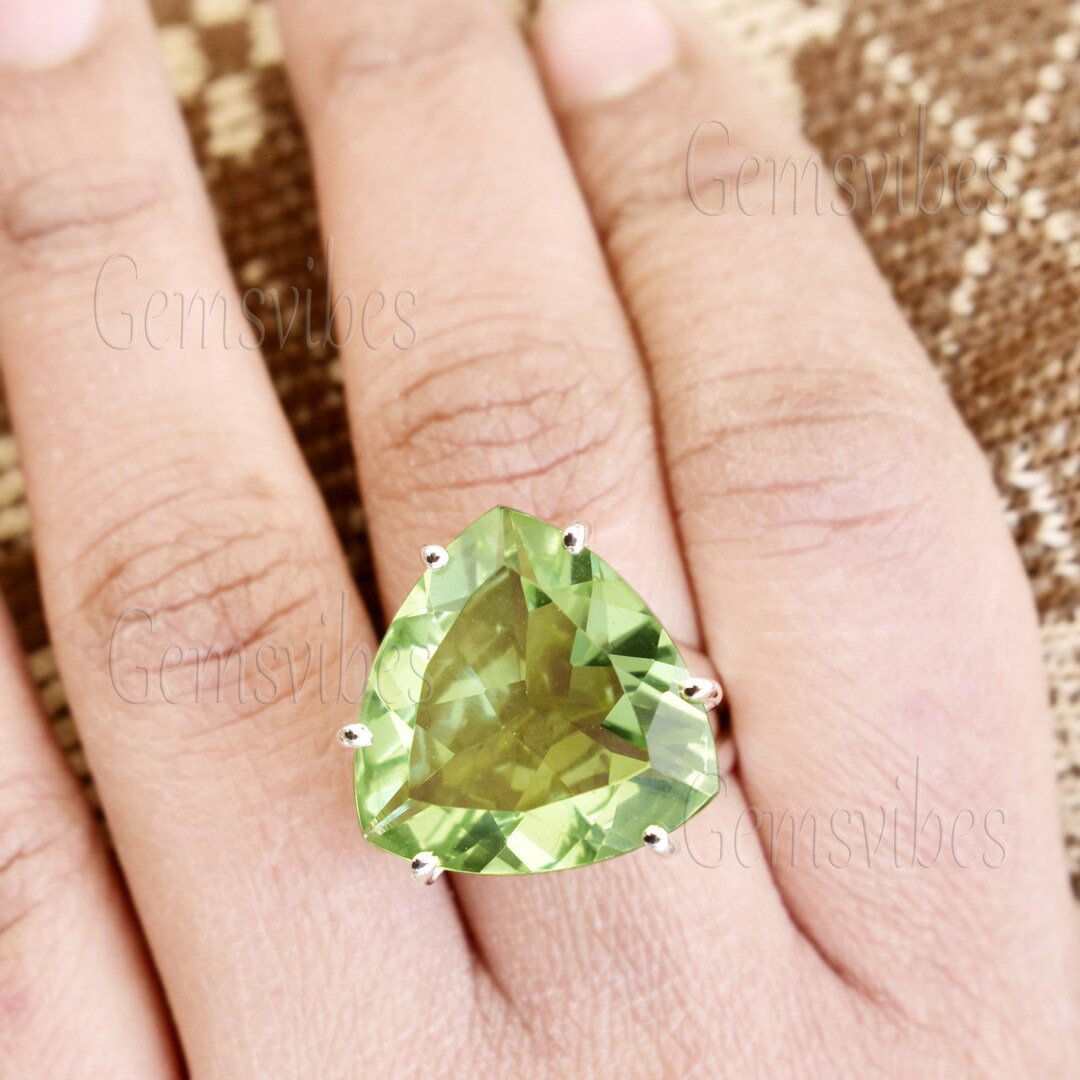 Genuine Green Amethyst Gemstone Handmade Ring Solid 925 Sterling Silver ...