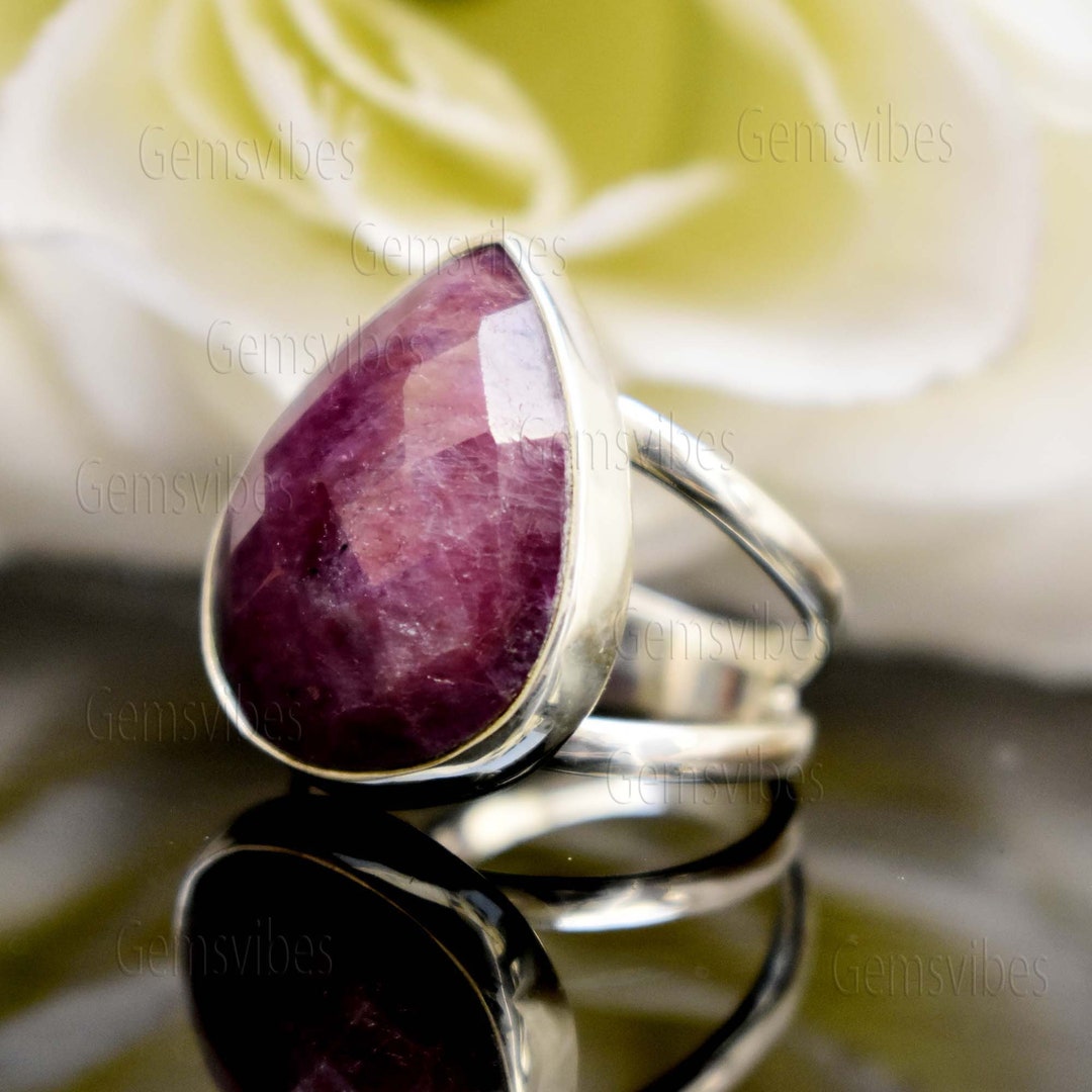 Genuine Ruby Zoisite Ring Gemstone Handmade Boho Ring Solid 925 Sterling Silver Ring Birthday ...