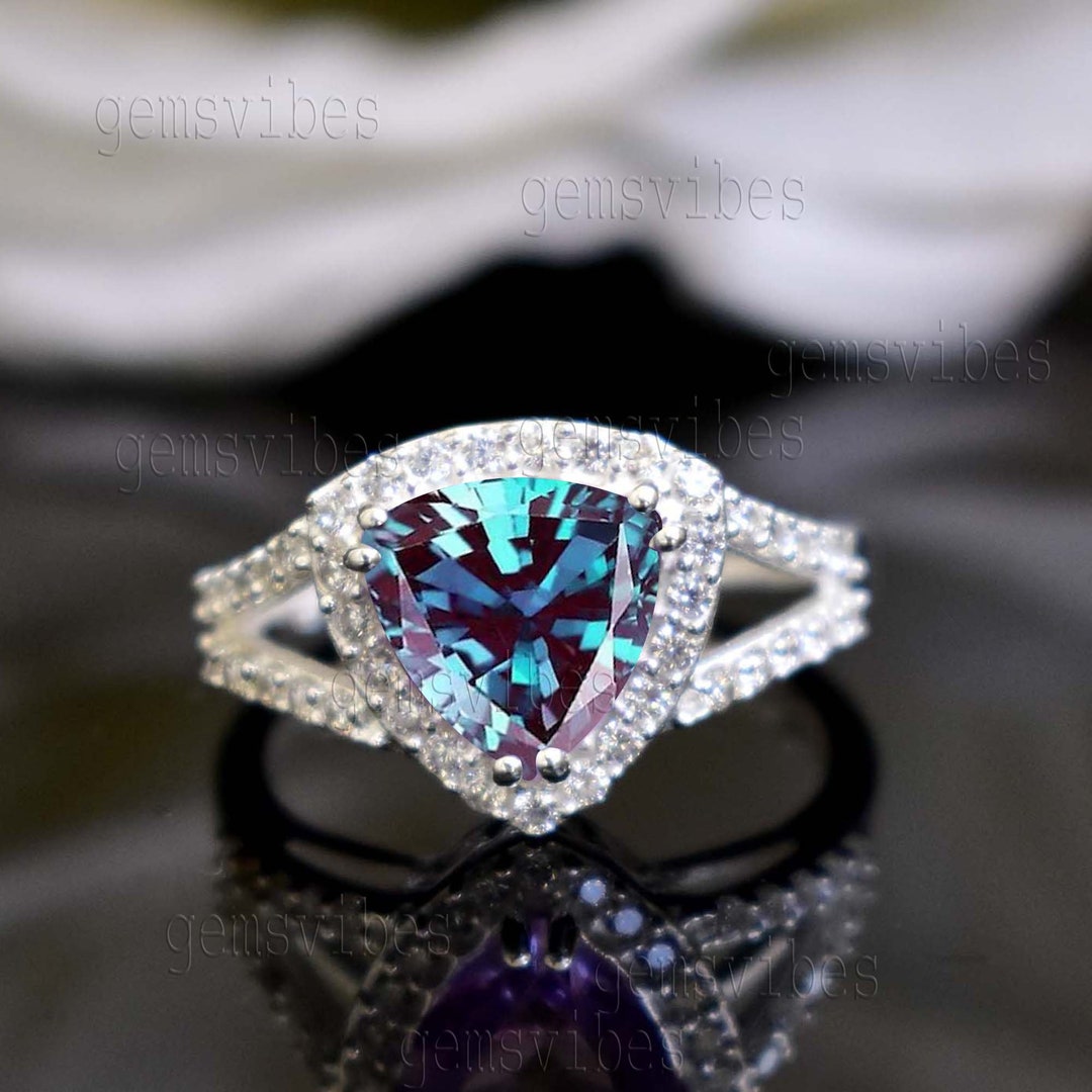 Art Deco Alexandrite Ring 925 Sterling Silver for Women Engagement Gift ...