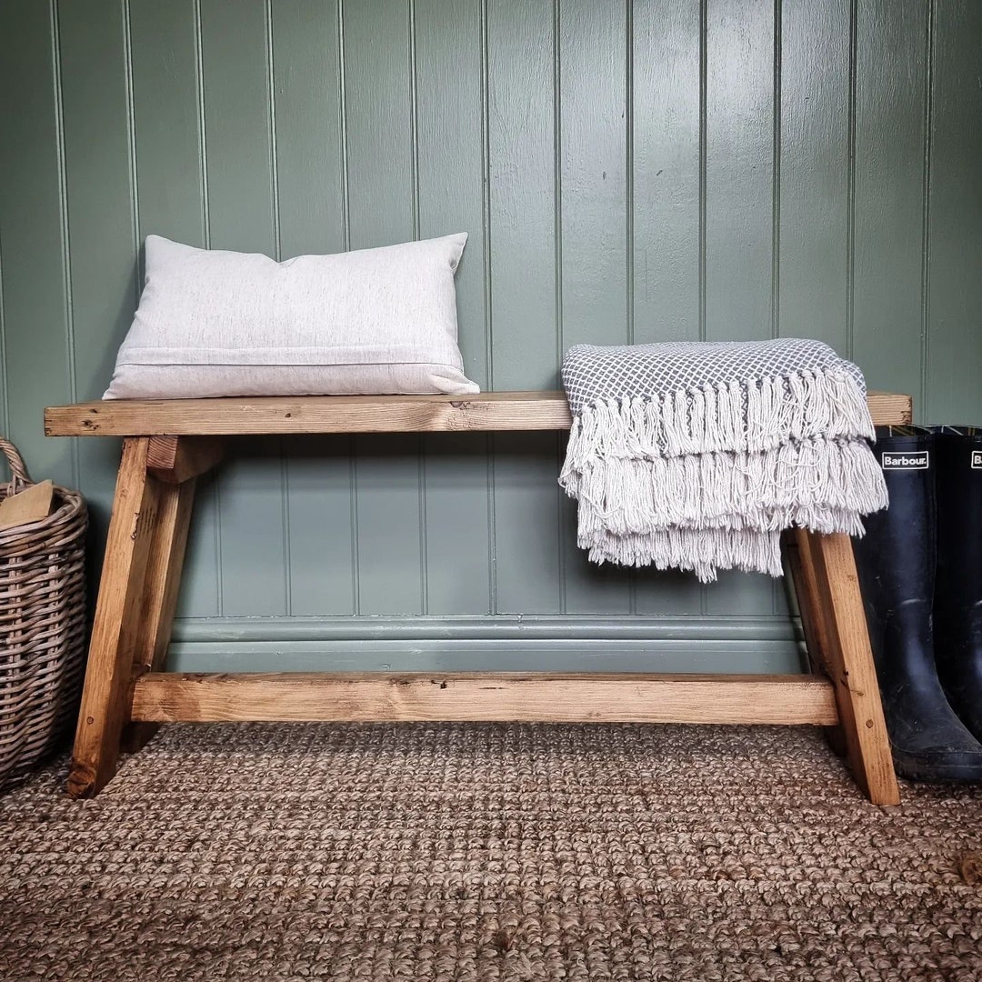 Rustic Reclaimed Wooden Bench/hall Bench/trestle Bench/farmhouse Bench ...