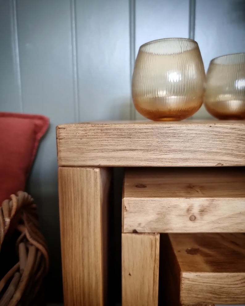 NEW Rustic Reclaimed Cube Design Nest of Tables/side Tables/end Tables ...
